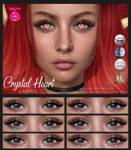 Second Life Marketplace - [POUT!] Crystal heart lashes